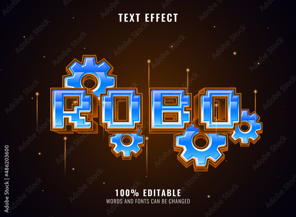 futuristic blue robot text effect with gear background Stock Vector ...