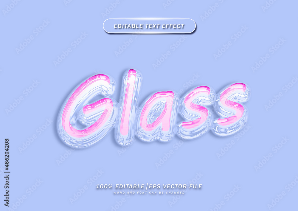 Vector Illustrations 3d Glass text style freez effect. editable font ...