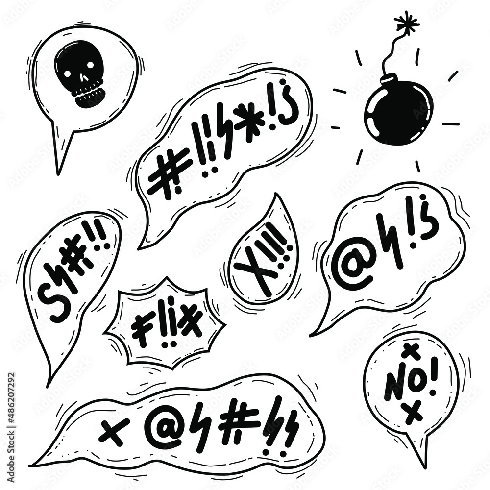 Swear Curses Word Doodle Hand Drawn Speech Bubble With Swear Words swear-curses-word-doodle-hand-drawn-speech-bubble-with-swear-words