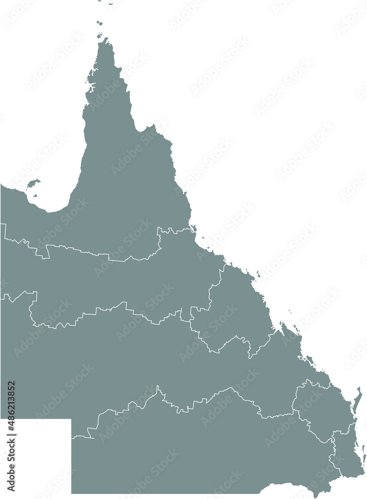 Gray flat blank vector administrative map of regions of the Australian ...