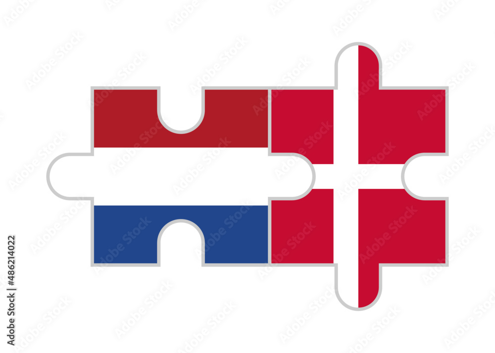 puzzle pieces of netherlands and denmark flags. vector illustration ...