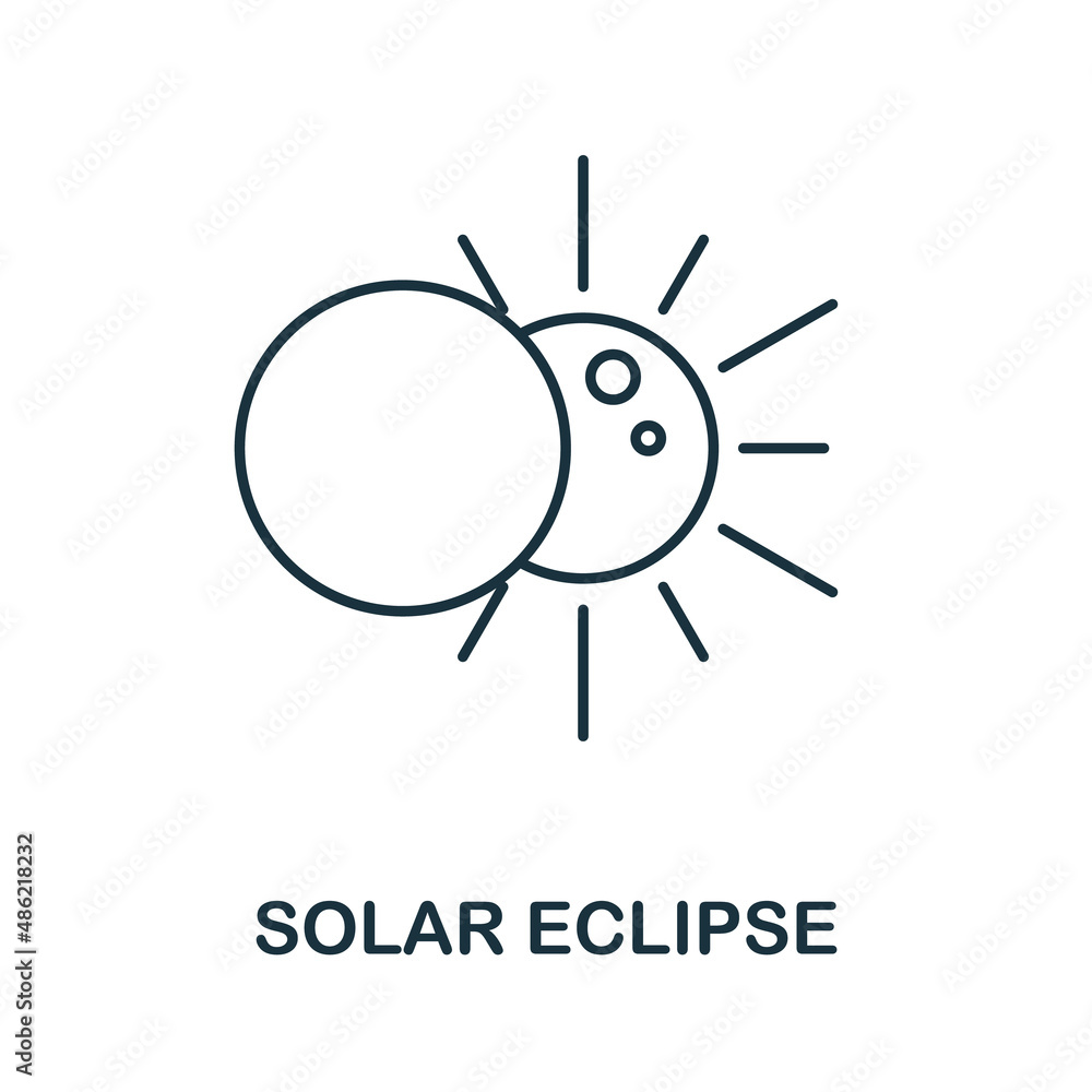 Solar Eclipse icon. Line element from space collection. Linear Solar ...