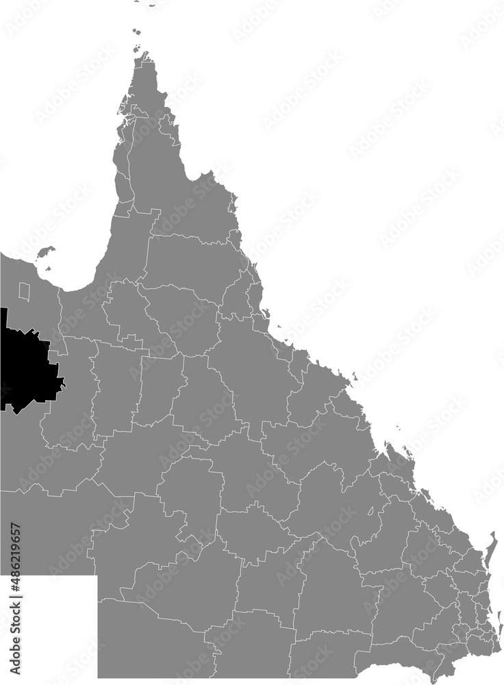 Vetor de Black flat blank highlighted location map of the CITY OF MOUNT ...