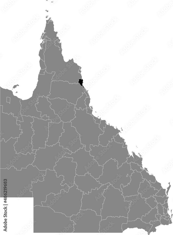 Black flat blank highlighted location map of the SHIRE OF DOUGLAS AREA ...