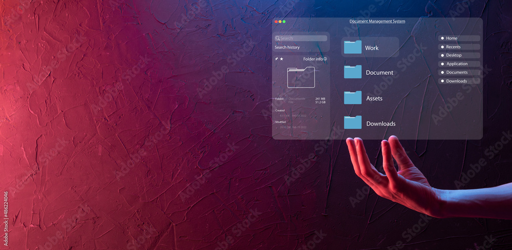 Document management concept. Virtual screen icons Document Management ...