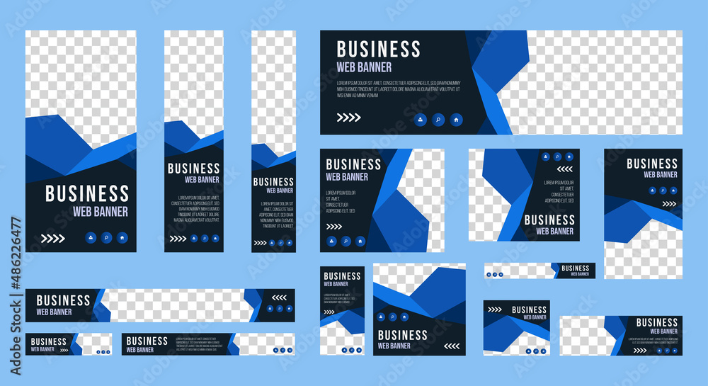 Business banner design web template Set, Horizontal header web banner ...