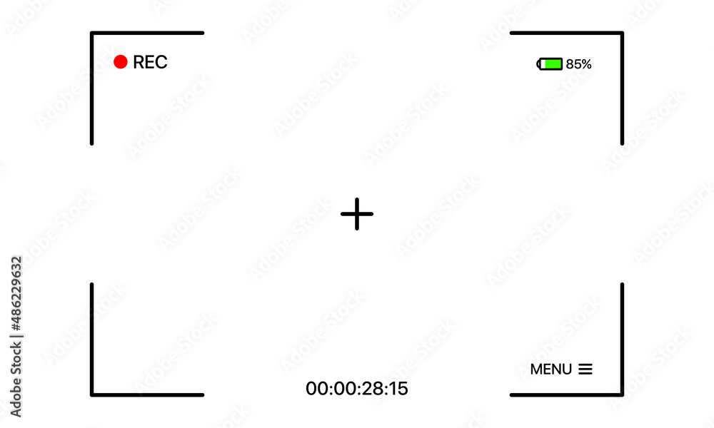 Digital video finder 4K camera. Camera screen vector template. Camera ...