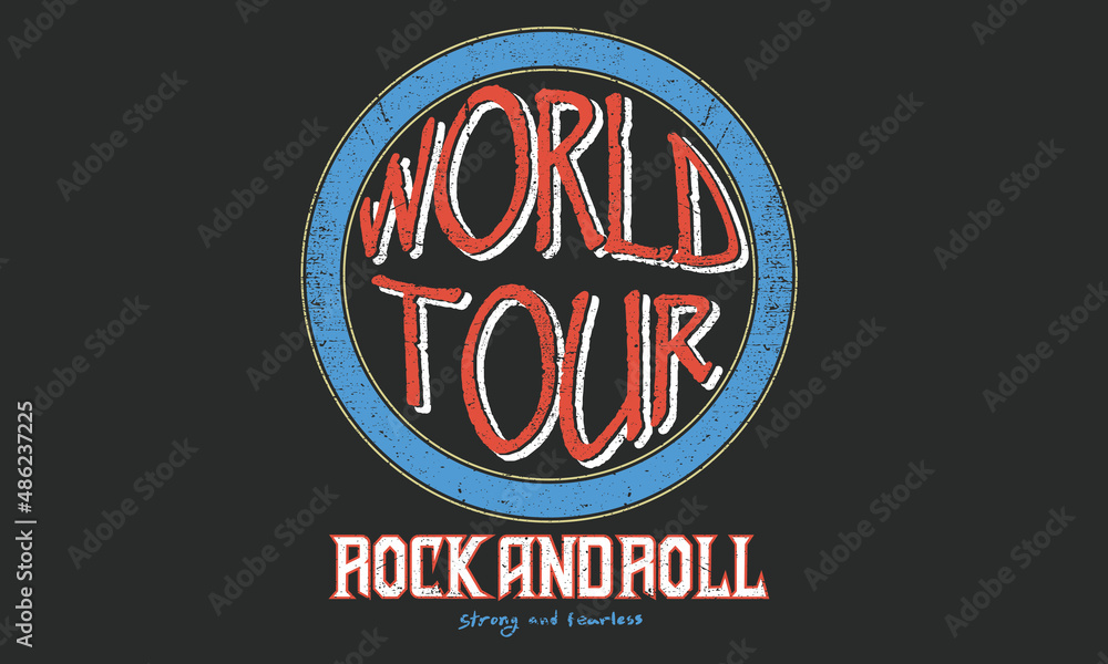 World tour vintage print design for t shirt, apparel, sticker, poster ...