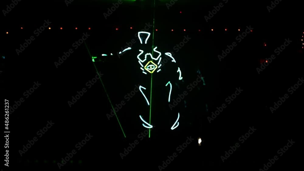 LED and laser show in a nightclub. Impressive dance of the robot ...