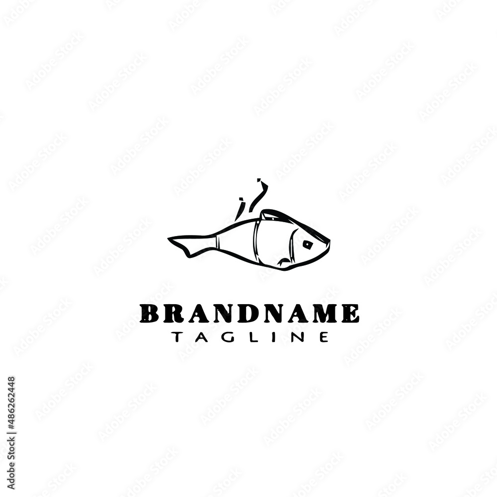 fish fry logo cartoon design template icon black isolated vector Stock ...