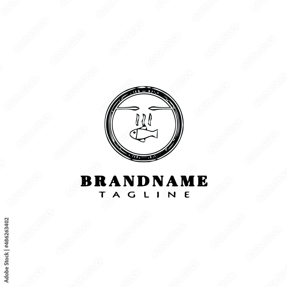 fish fry logo cartoon design template icon black isolated vector ...