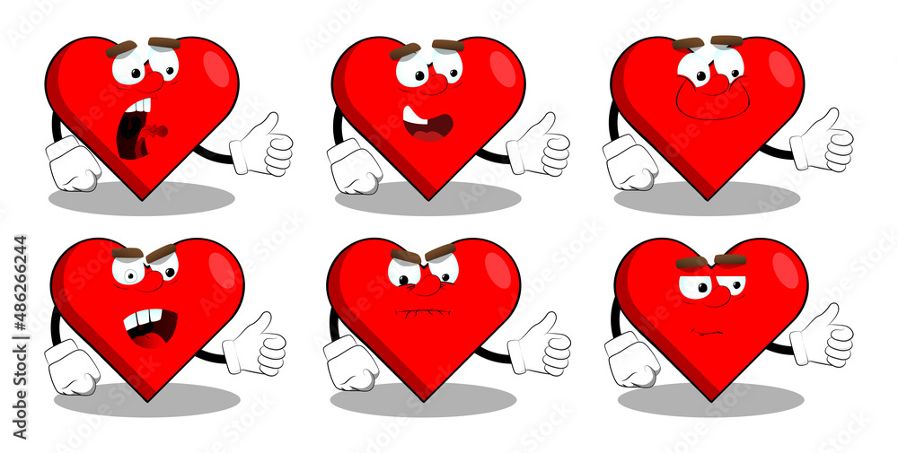 Heart Shape with making thumbs up sign as a cartoon character, funny ...