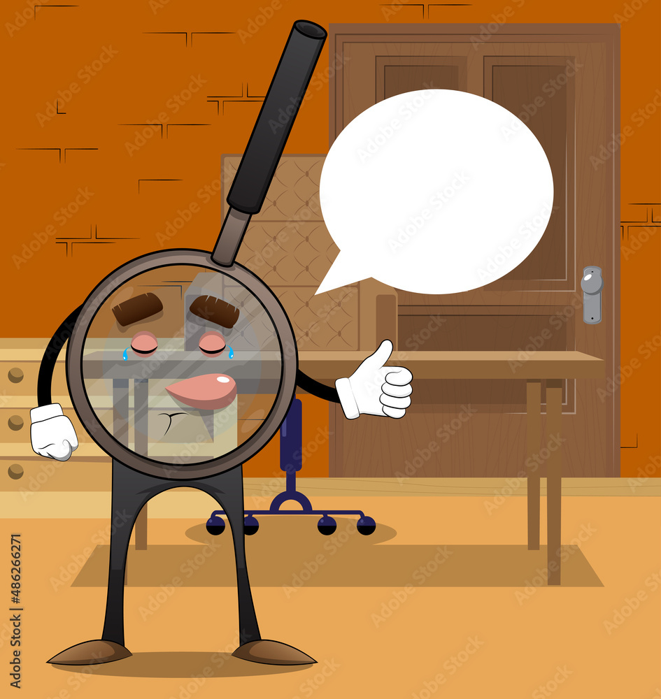 Magnifier making thumbs up sign. Cartoon Character science research ...