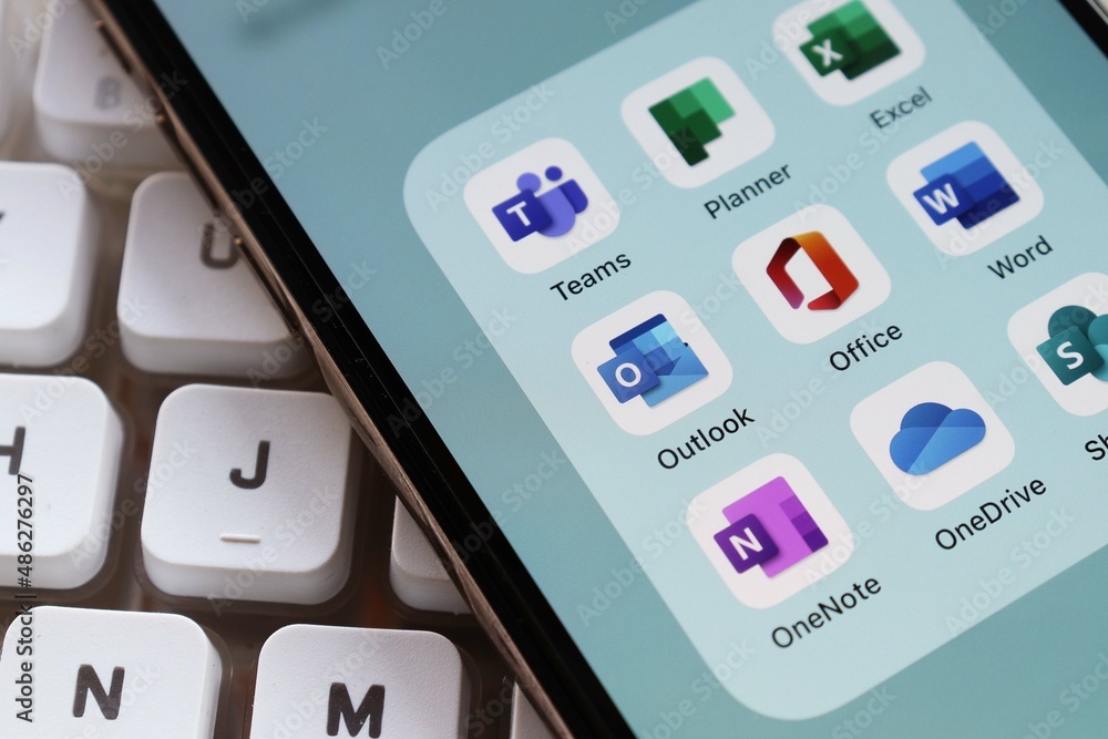 Microsoft apps on iPhone screen : Chiang Mai, Thailand, February 6 ...
