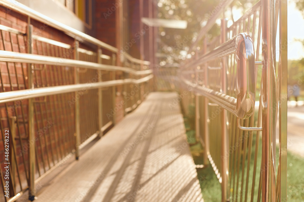 Wheelchair ramp for disabled person, accessible ramp with handrail for ...