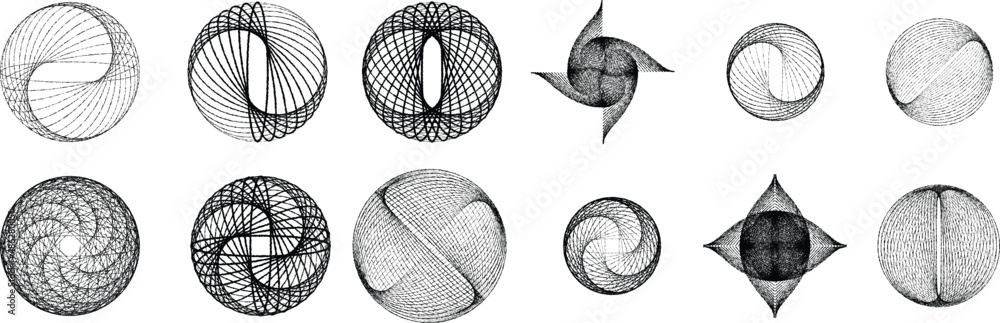 Big set of lines in various shape . Spiral Vector Illustration .Big ...