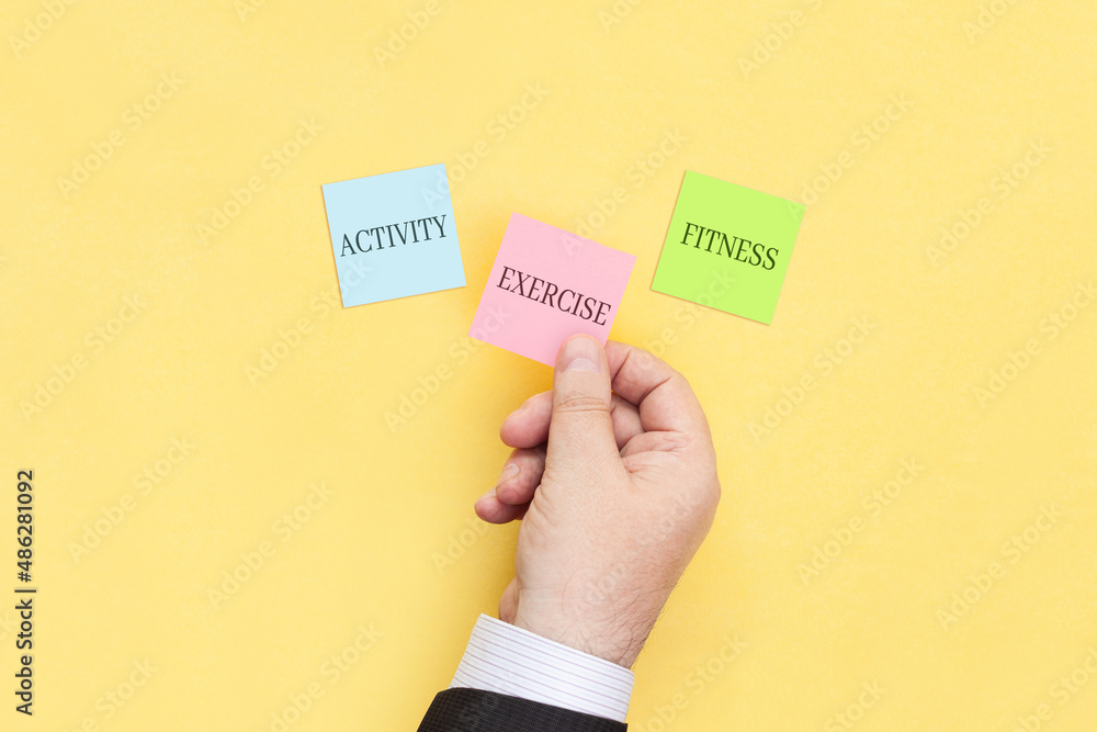 Sticky notes with words Activity, Exercise, Fitness Stock Photo | Adobe ...
