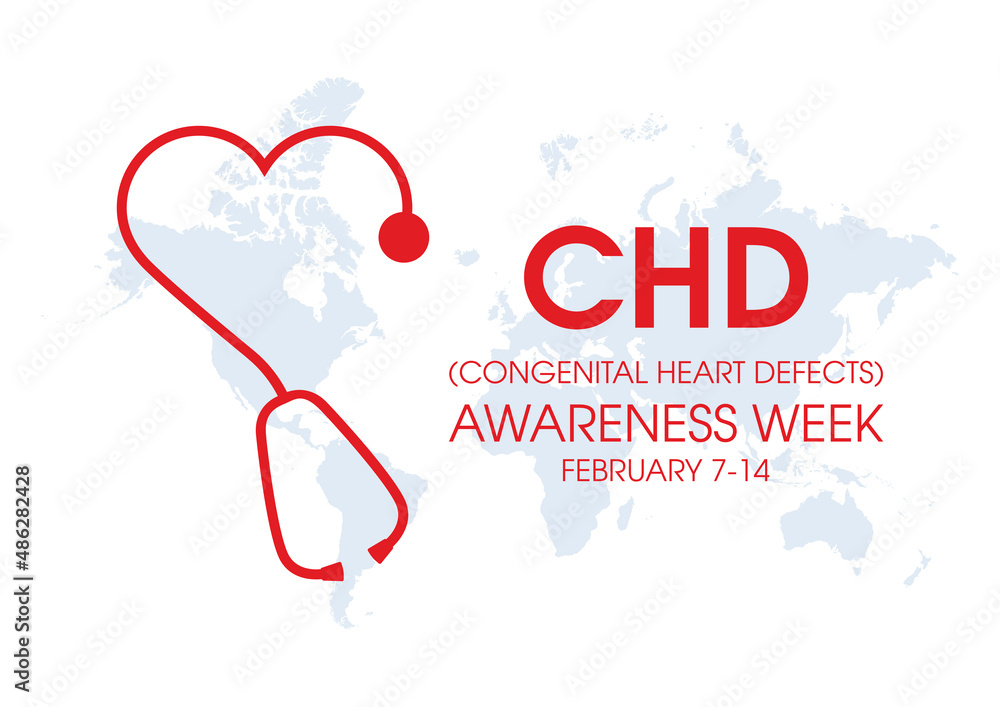 Congenital Heart Defect Awareness Week vector. Stethoscope heart shape ... Congenital Heart Defect Awareness Week vector. Stethoscope heart shape ...