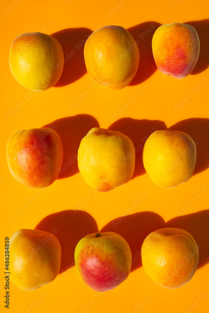 Orange apricots pattern on orange background. Healthy fruits. Minimal ...