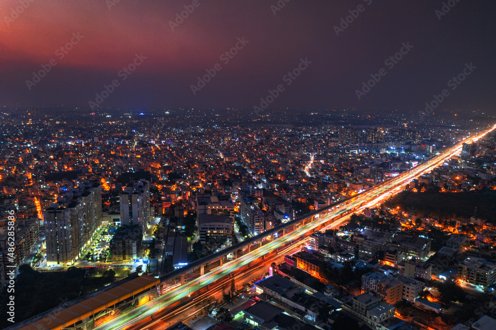 Poster Bangalore Nightscape - Electronic City Elevated highway night ...