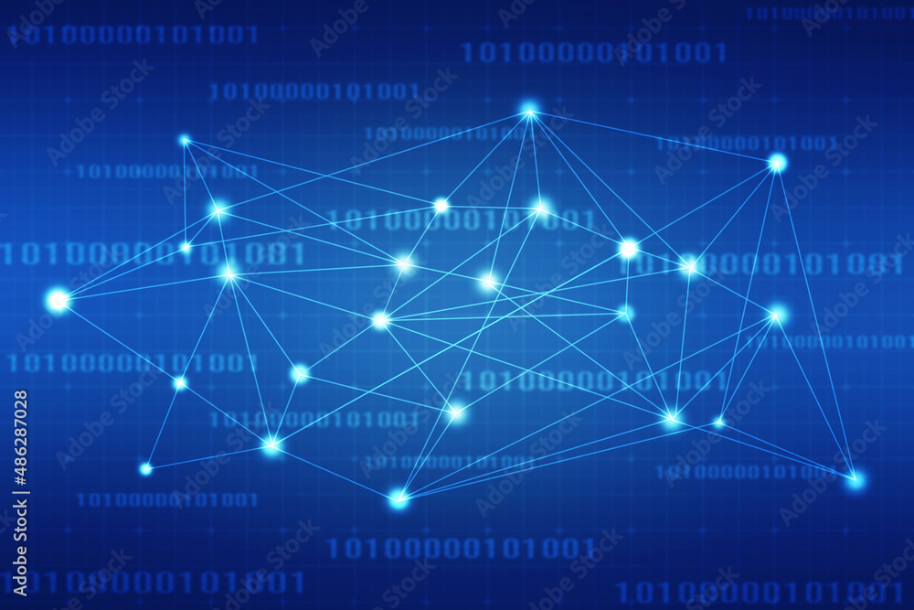 Binary Code Background, Digital Abstract technology background, flowing ...