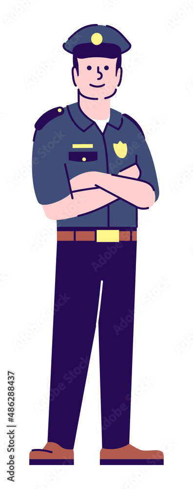 Law enforcement agency representative semi flat RGB color vector ...