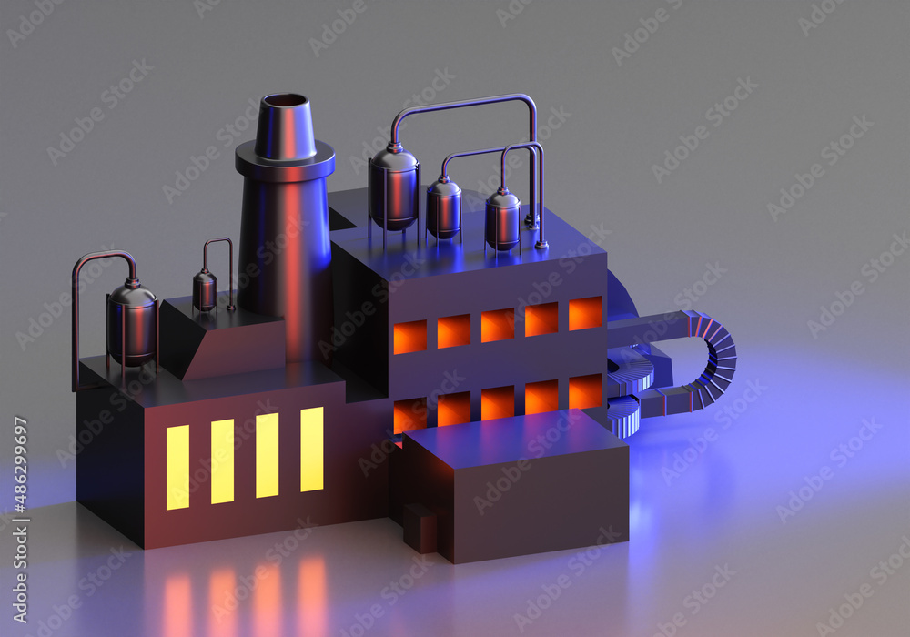 Industrial architecture. Model of industrial building. Factory facade ...