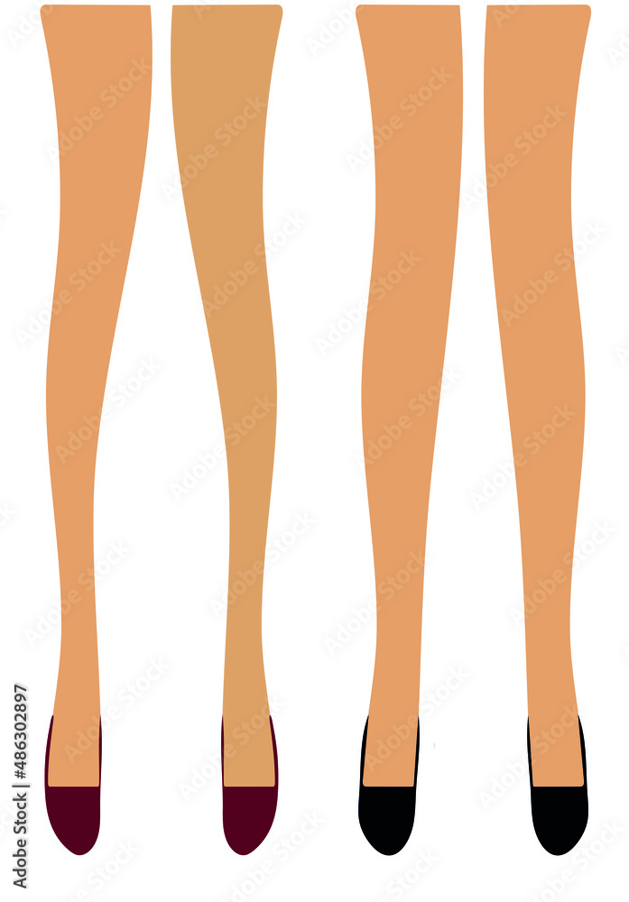 Beautiful long legs in young girls' shoes. A pair of straight legs and ...