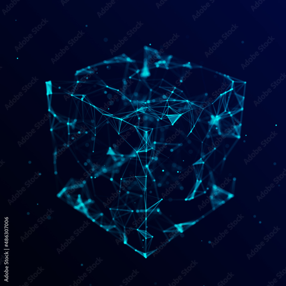 Technology block chain network connection. Big data visualization. Cyber security background ...