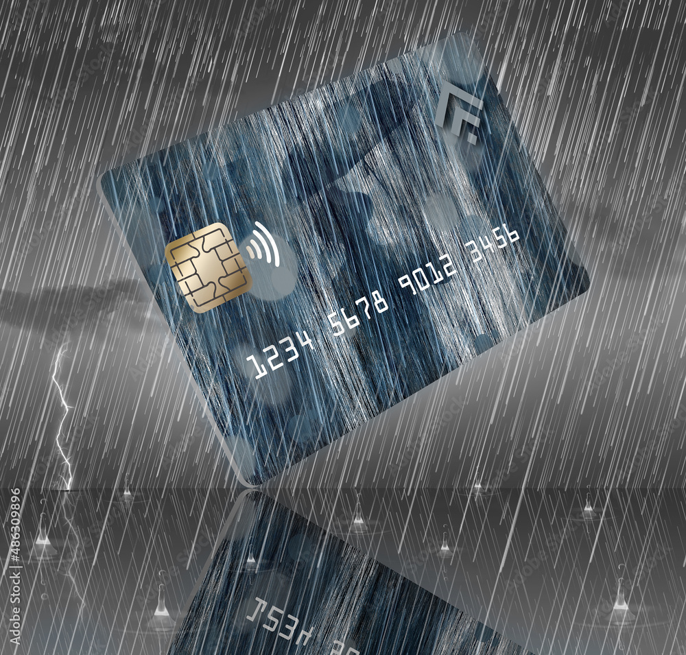 Credit card saved for rainy day. Here is a generic mock credit card or ...