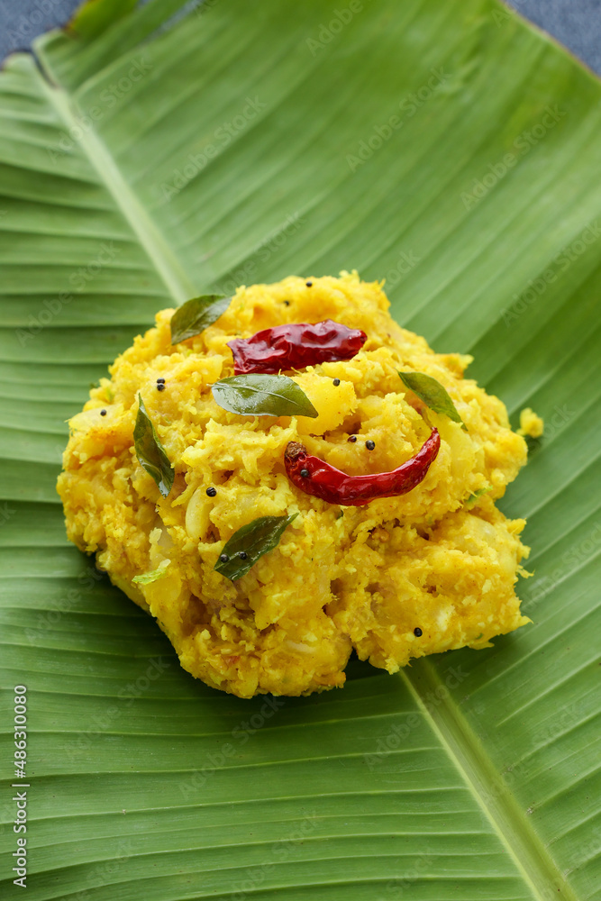 Cooked tapioca or Cassava root Mandioca Aipim Kappa Indian food serving ...