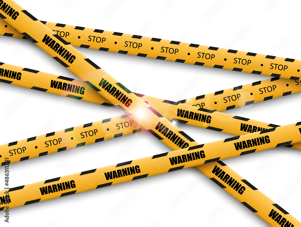 Barrier warning tape on transparent background. Vector illustration ...