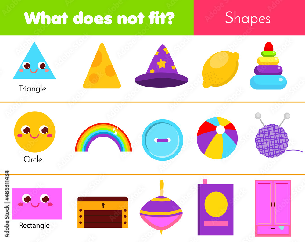 Educational children game. What does not fit type. learning geometric ...