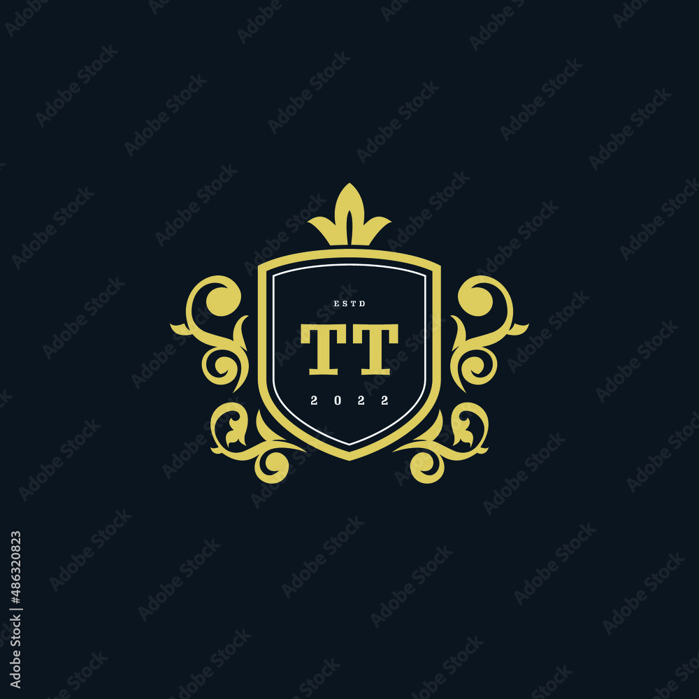 Letter Initial TT with Royal Template. luxury gold vector logo design ...
