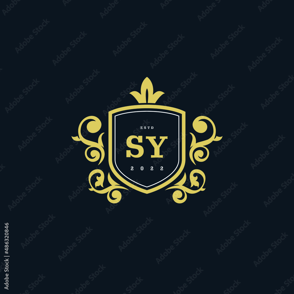 Letter Initial SY with Royal Template. luxury gold vector logo design ...