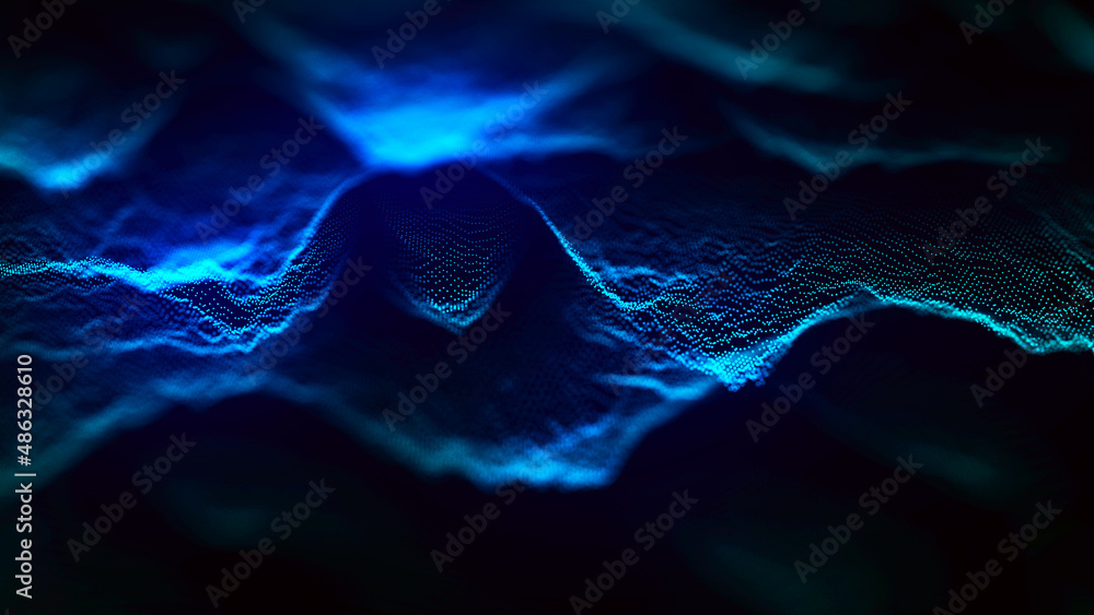 Futuristic point wave. Abstract background with a dynamic wave ...