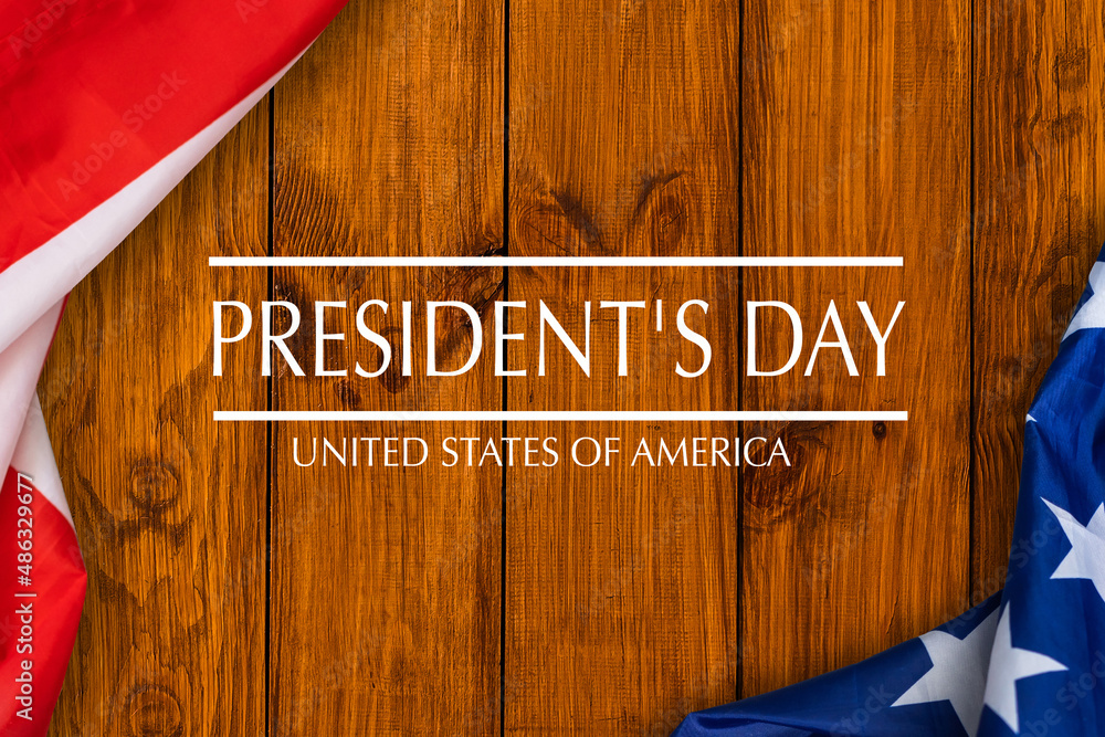 Happy Presidents' Day Typography Over Distressed White Wood Background ...