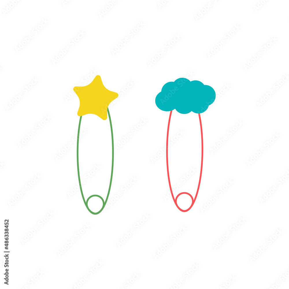 Vector illustration of baby pins. Clip-art on a transparent background ...