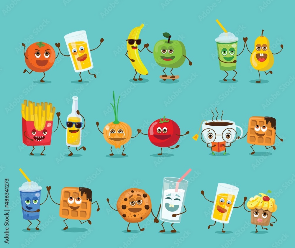 Cute Funny Food And Drink Characters Set Best Friends Funny Fast Food cute-funny-food-and-drink-characters-set-best-friends-funny-fast-food
