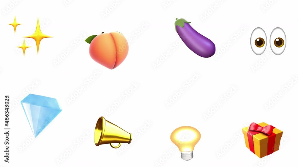 Set of Object Emoji Loop and transparent background in alpha 32bit ...