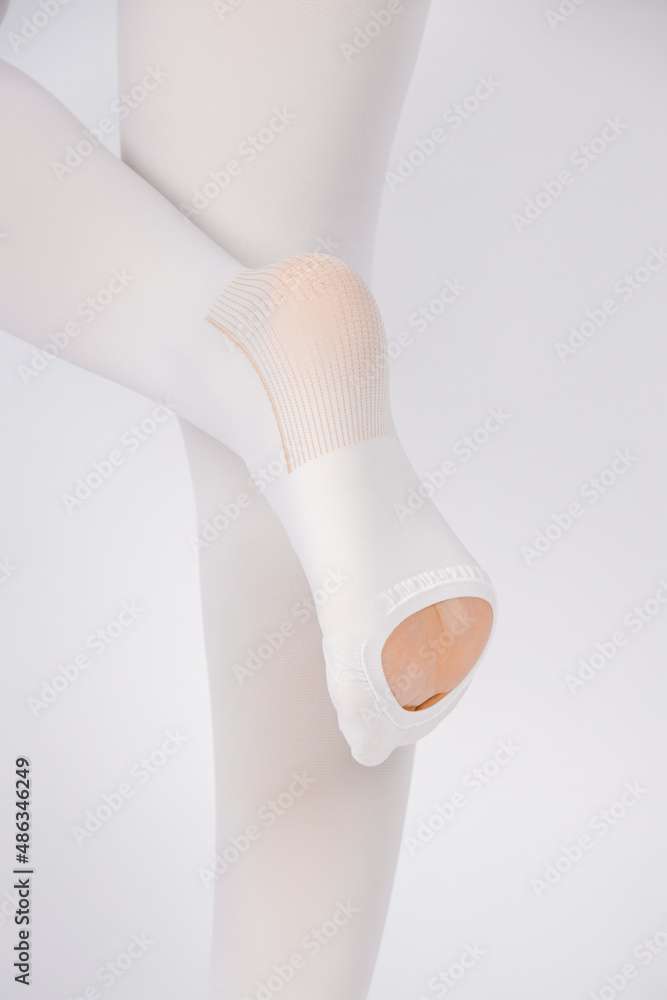 Anti-embolic Compression Hosiery for surgery isolated on white. Medical ...
