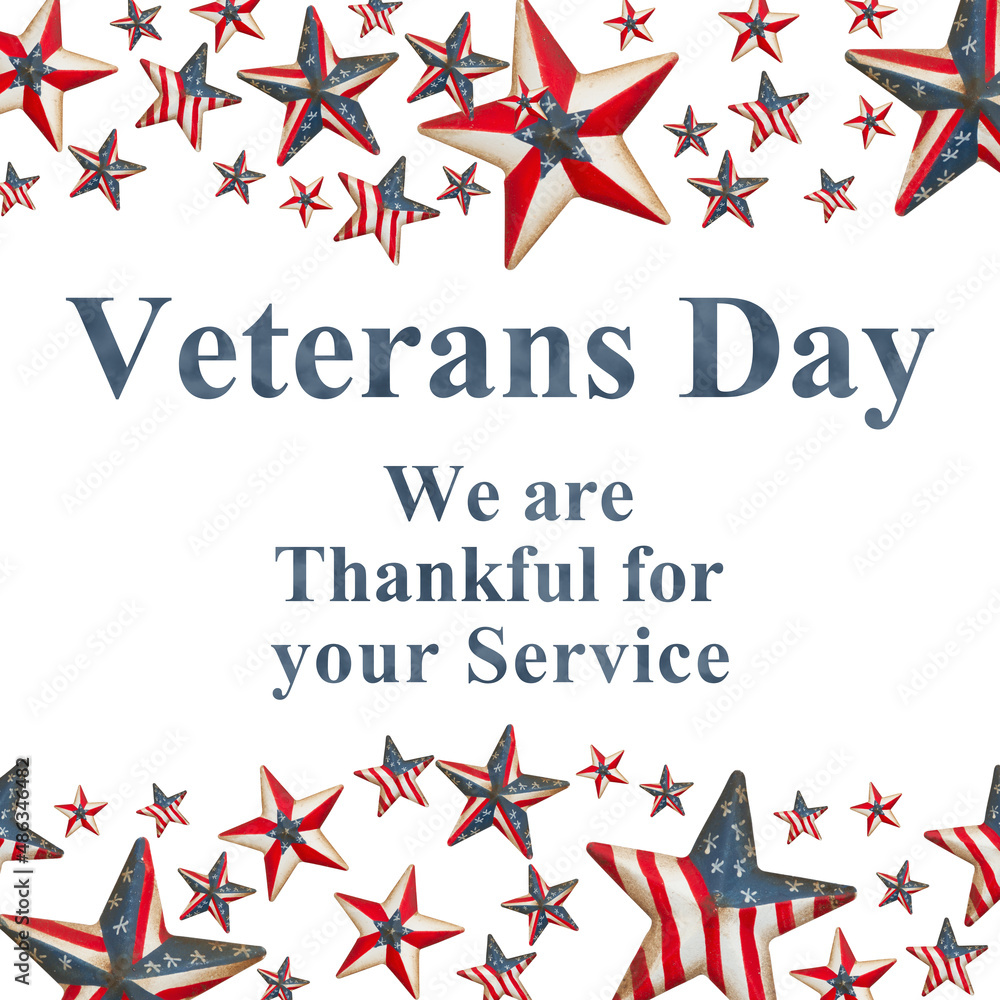 Veterans Day Thank You message with retro US flag stars Stock Photo ...