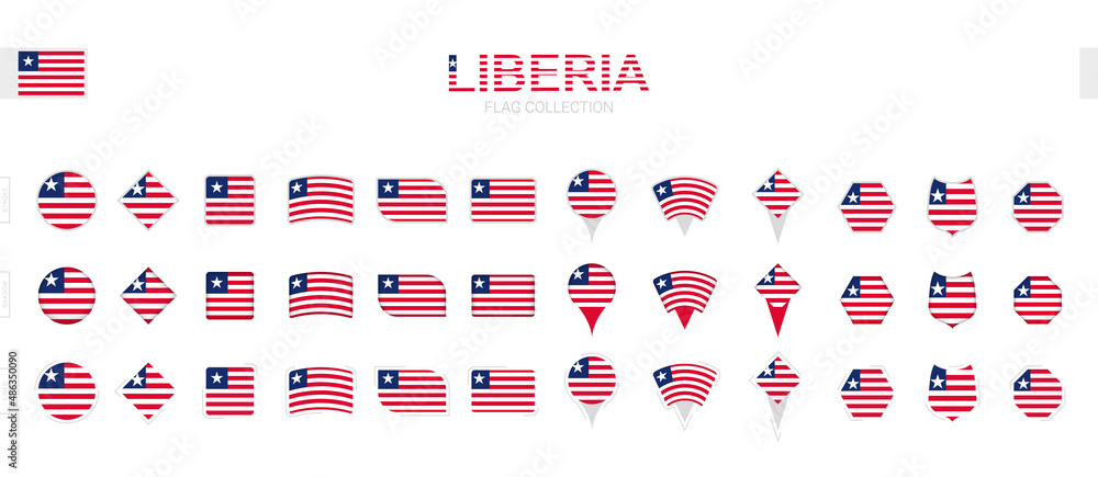 Large collection of Liberia flags of various shapes and effects. Stock ...