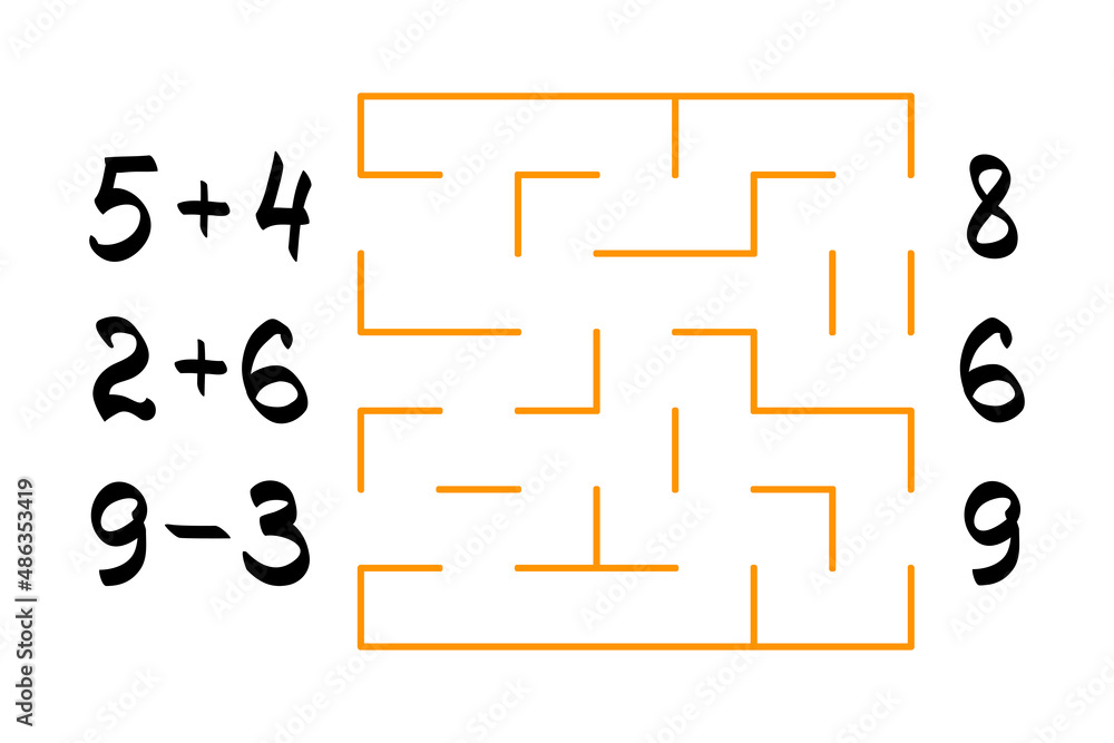 Labyrinth with numbers for children on the white background ...
