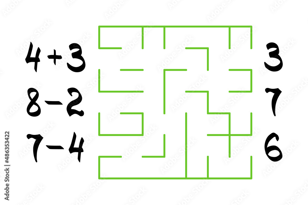Labyrinth with numbers for children on the white background ...