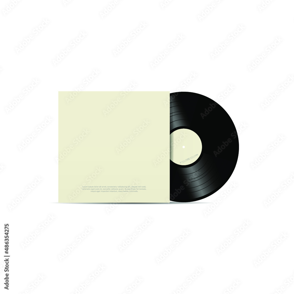 Mockup of vinyl music disc. Music lp retro vinyl disc template. 3d ...