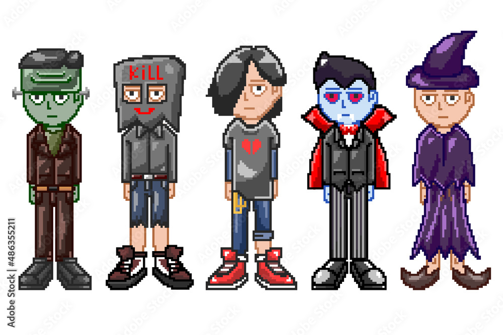 First edition pixel art character bundle Stock Vector | Adobe Stock
