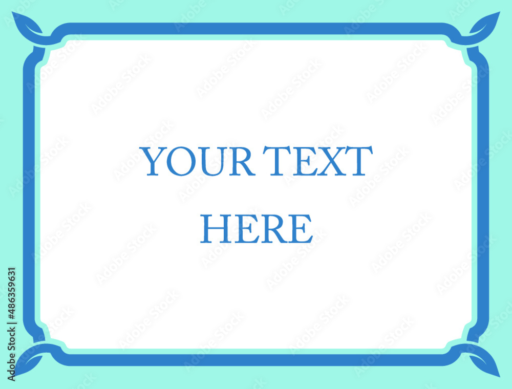 Blue border frame board. Vector background. Simple rectangular ...