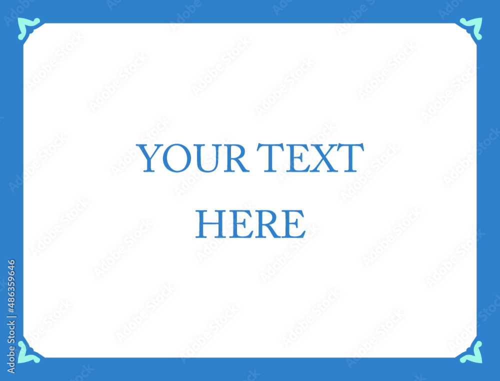 Blue border frame board. Vector background. Simple rectangular ...
