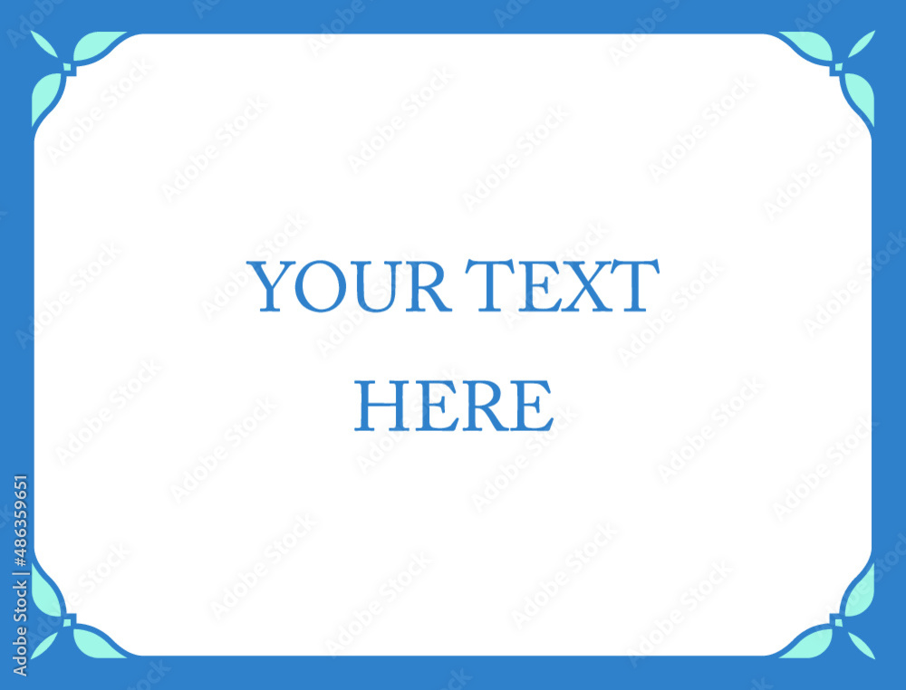 Blue border frame board. Vector background. Simple rectangular ...
